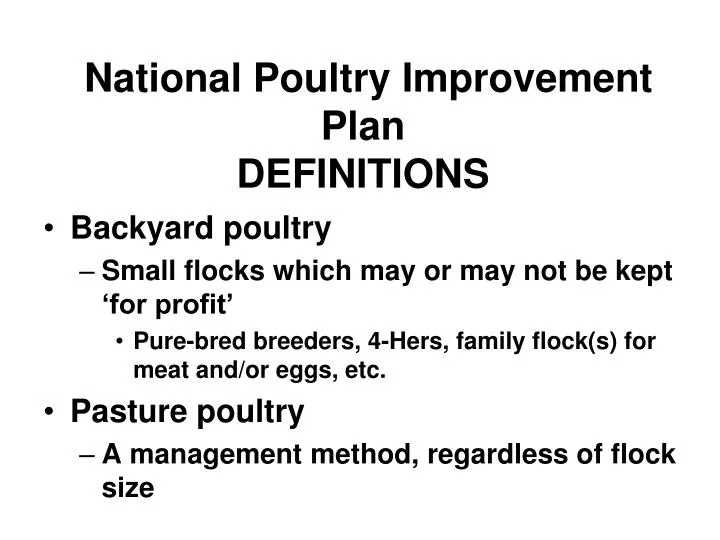PPT - National Poultry Improvement Plan DEFINITIONS PowerPoint ...