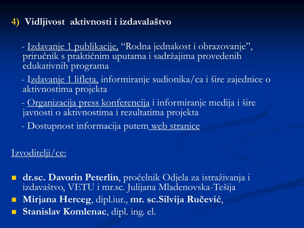 PPT - “Obrazovanje za rodnu jednakost” “Education on Gender Equality ...