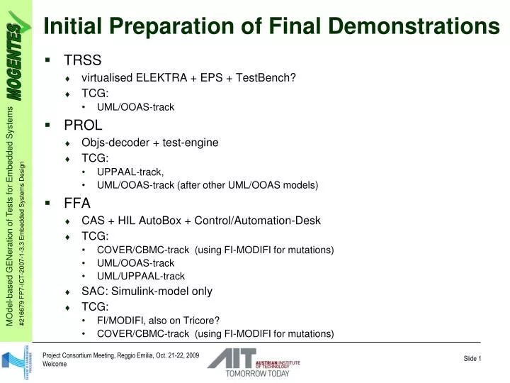 PPT - Initial Preparation of Final Demonstrations PowerPoint ...