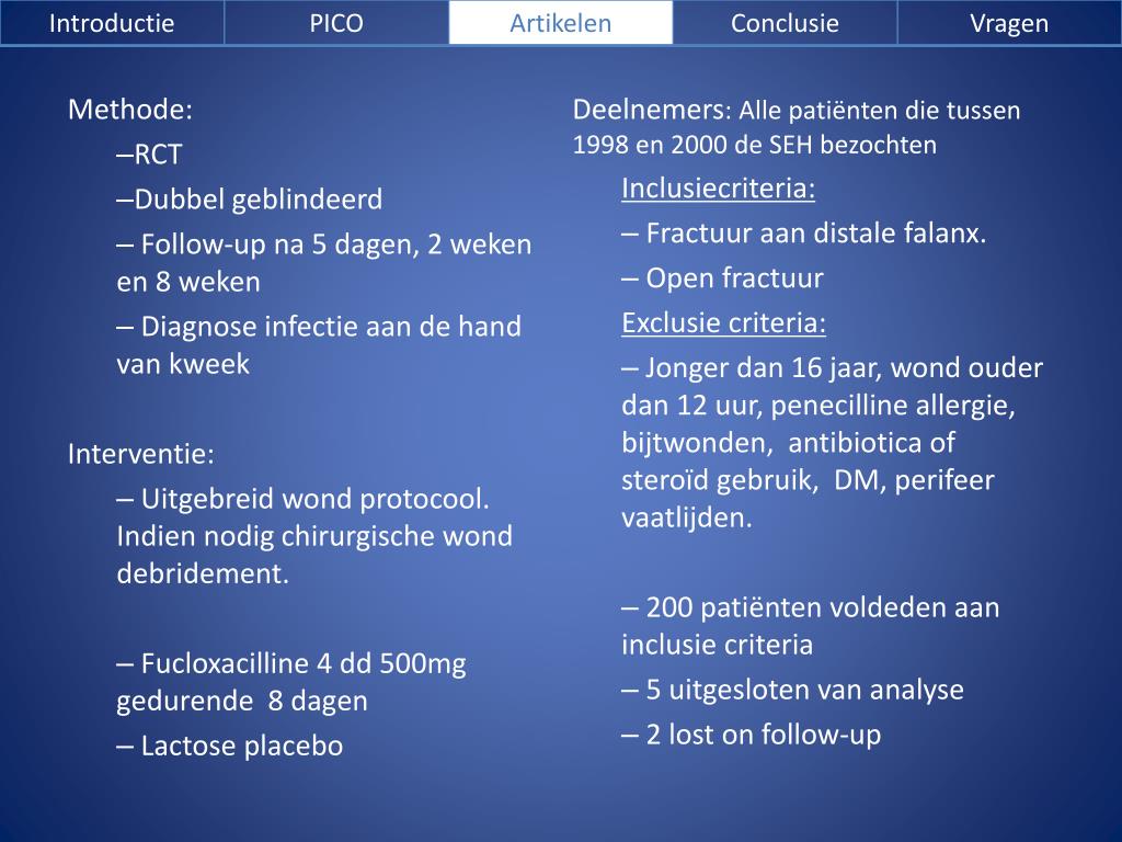 PPT - Antibiotica profylaxe bij gecompliceerde fracturen van de distale ...