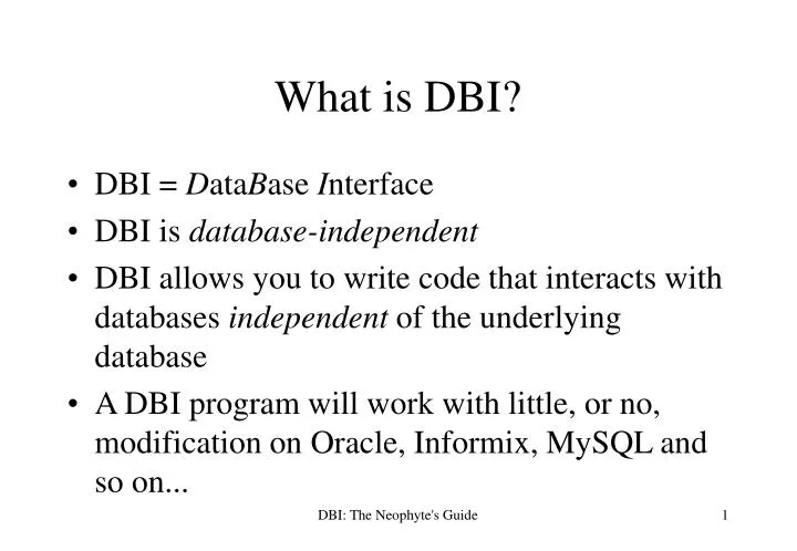 PPT - What is DBI? PowerPoint Presentation, free download - ID:4805676