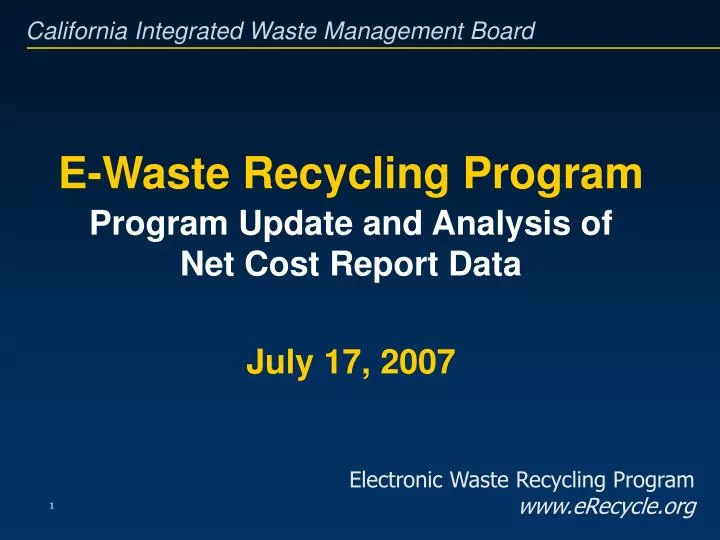 PPT - E-Waste Recycling Program PowerPoint Presentation, free download ...