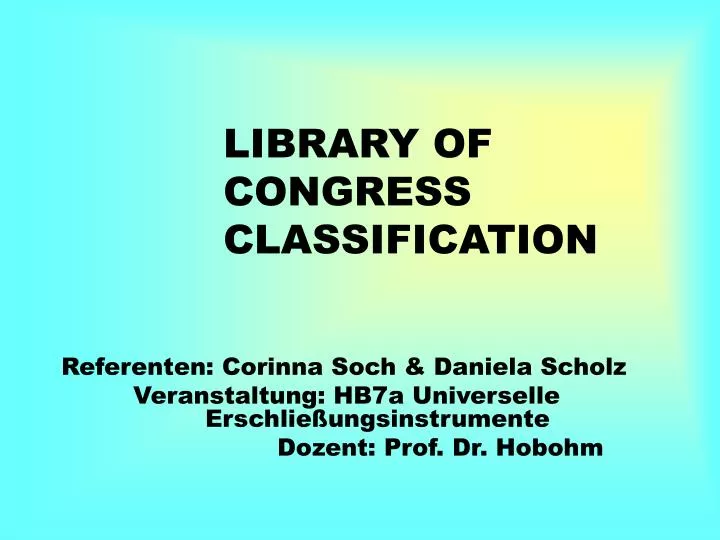 PPT - LIBRARY OF CONGRESS CLASSIFICATION PowerPoint Presentation, free ...
