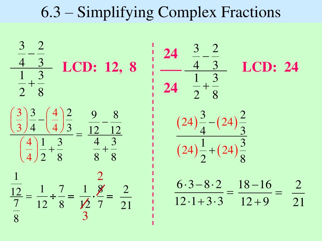 PPT 6 3 Simplifying Complex Fractions PowerPoint Presentation Free