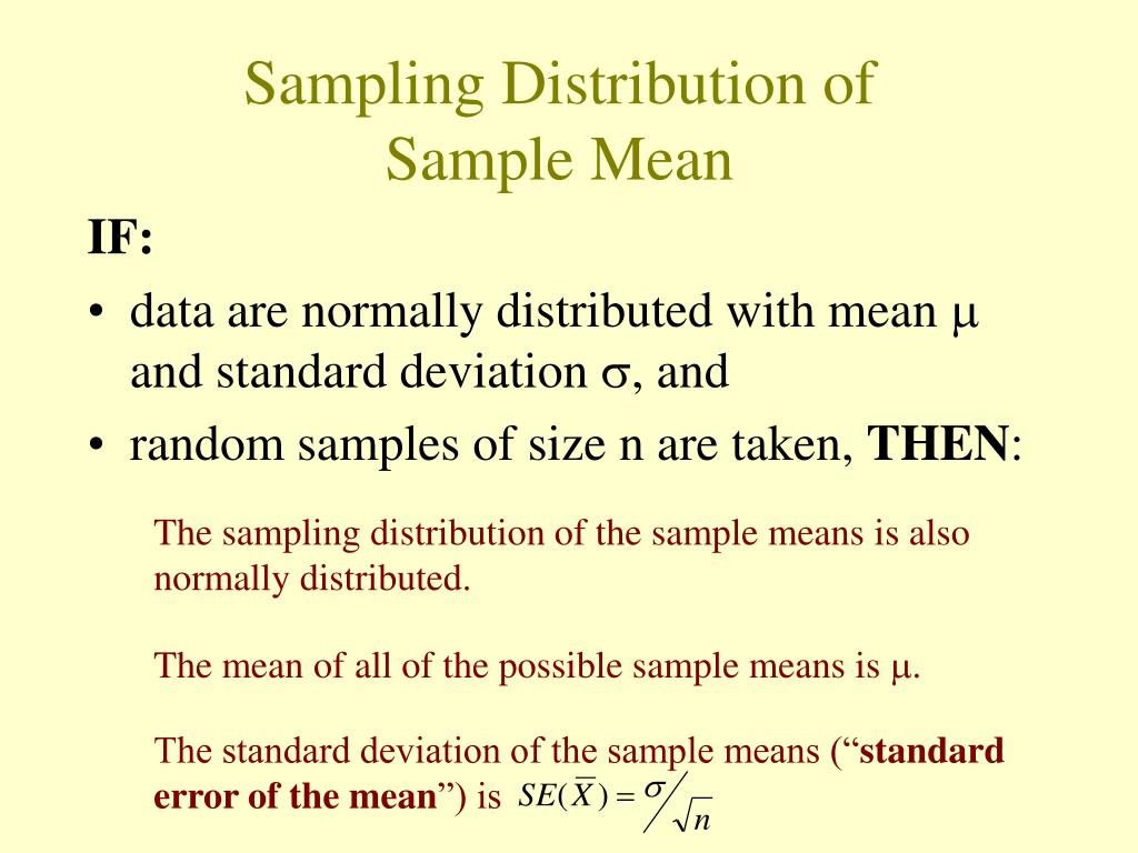 Ppt Sampling Distribution Of The Sample Mean Powerpoint Presentation