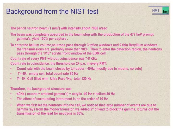 PPT - Background from the NIST test PowerPoint Presentation, free ...