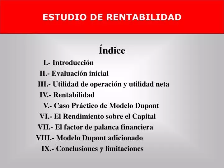 PPT - Índice I.- Introducción II.- Evaluación inicial III.- Utilidad de ...