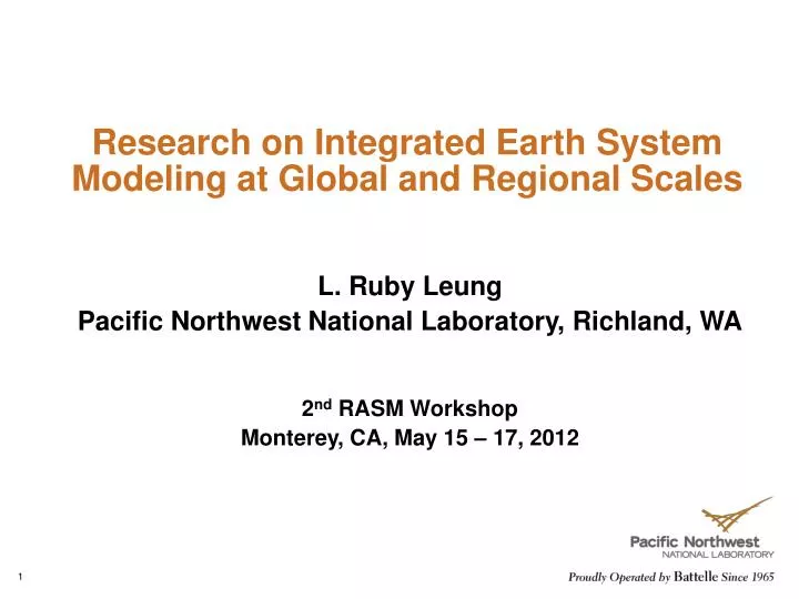 PPT - Research on Integrated Earth System Modeling at Global and ...