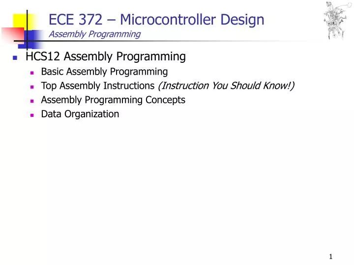 PPT - ECE 372 – Microcontroller Design Assembly Programming PowerPoint ...