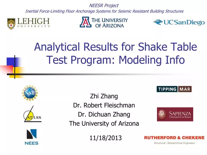 PPT - Analytical Results for Shake Table Test Program: Modeling Info ...