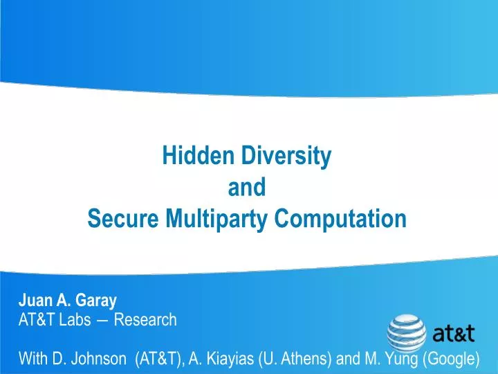 PPT - Hidden Diversity and Secure Multiparty Computation PowerPoint ... PPT - Hidden Diversity and Secure Multiparty Computation PowerPoint ...