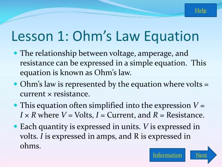 PPT - Lesson 1: Ohm’s Law Equation PowerPoint Presentation, free ...