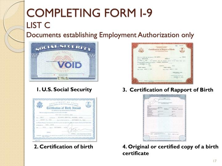 PPT - FORM I-9 EMPLOYMENT ELIGIBILITY VERIFICATION FORM PowerPoint ...