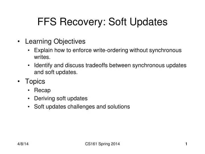 PPT - FFS Recovery: Soft Updates PowerPoint Presentation, free download ...