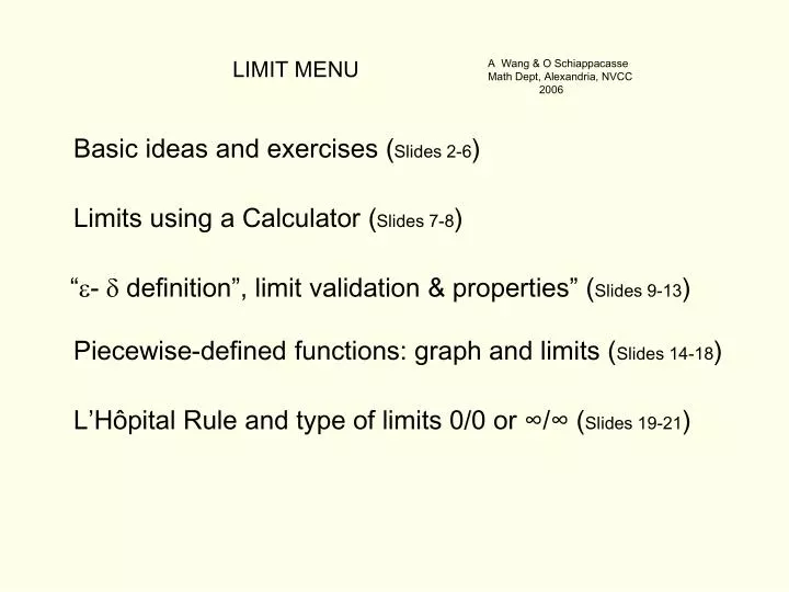 PPT - LIMIT MENU PowerPoint Presentation, free download - ID:4818579