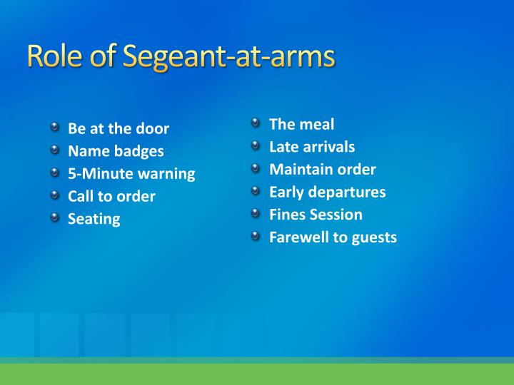 PPT - Duties of the Sergeant-at-Arms PowerPoint Presentation - ID:4819095