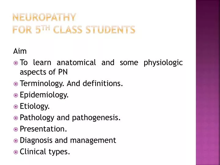 PPT - NEUROPATHY for 5 th class students PowerPoint Presentation, free ...