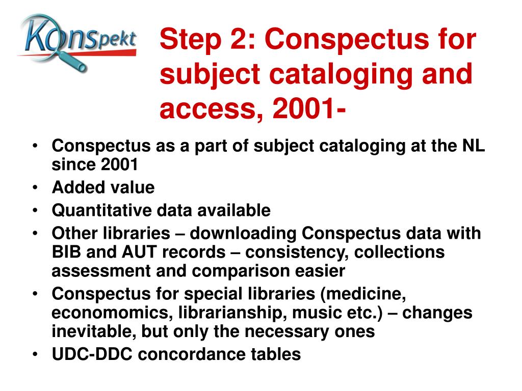 PPT - Conspectus method used for collections mapping and structuring of ...