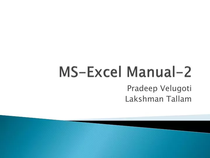 PPT - MS-Excel Manual-2 PowerPoint Presentation, free download - ID:4825454