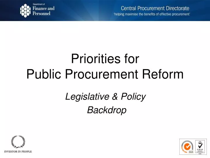 PPT - Priorities for Public Procurement Reform PowerPoint Presentation ...