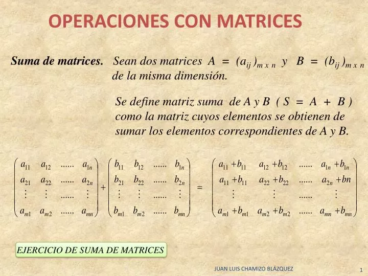 PPT - OPERACIONES CON MATRICES PowerPoint Presentation, free download ...