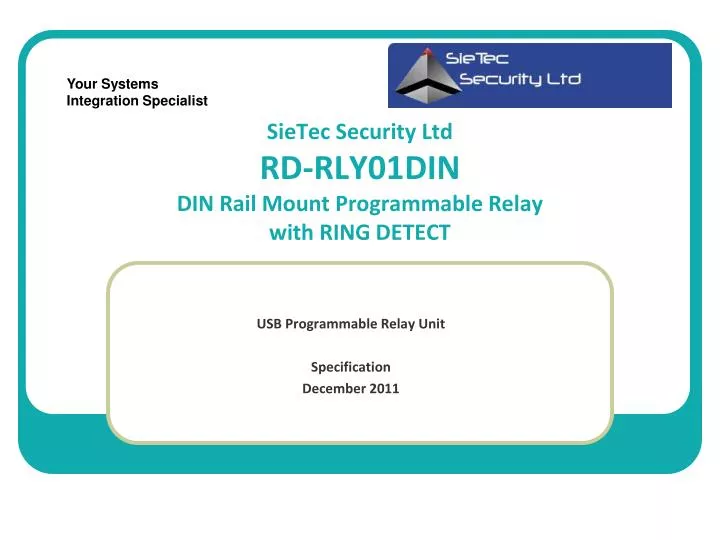 PPT - SieTec Security Ltd RD-RLY01DIN DIN Rail Mount Programmable Relay ...