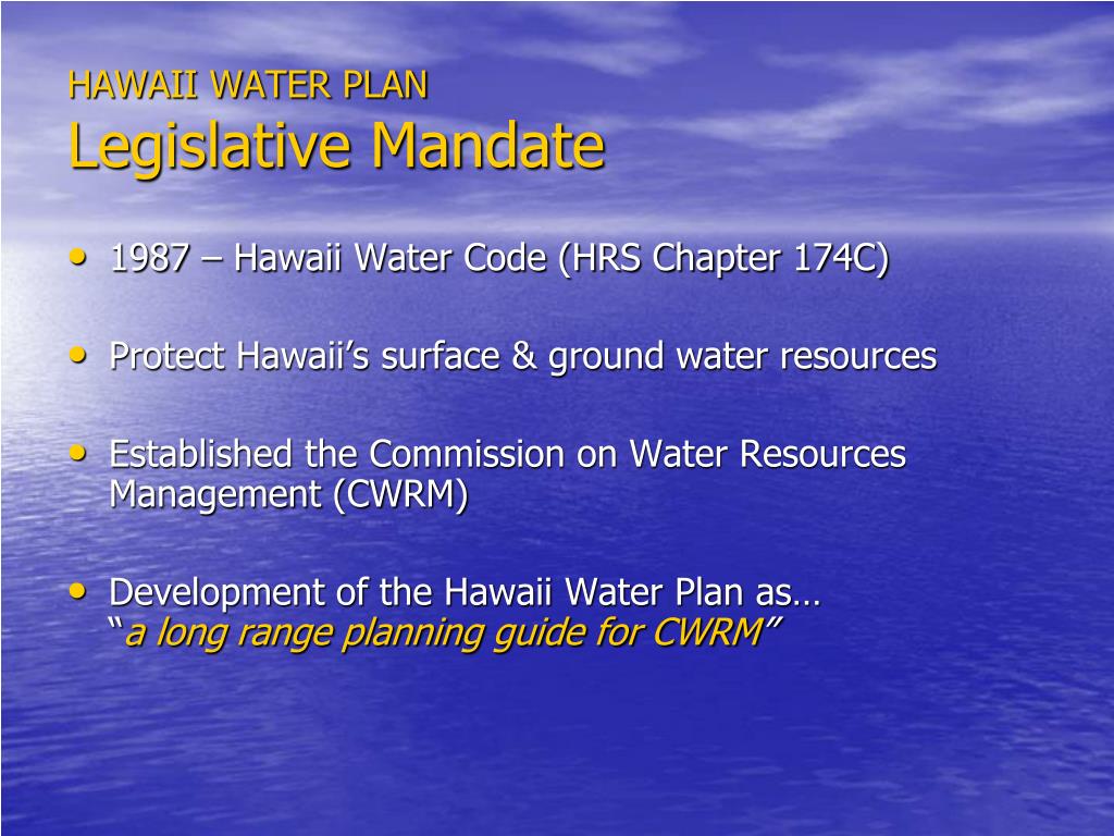 PPT - County of Hawaii Department of Water Supply Water Use ...