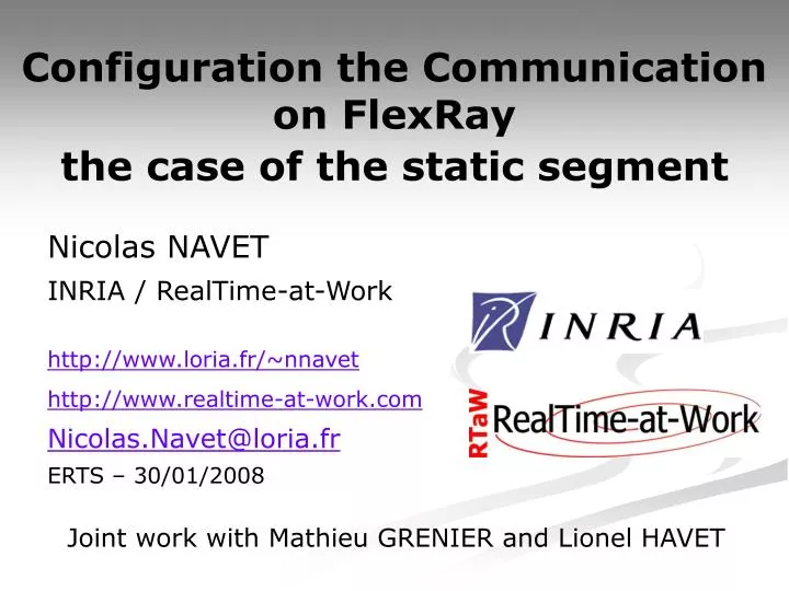 Ppt Configuration The Communication On Flexray The Case Of The Static