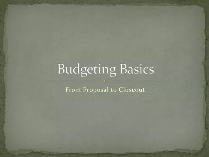 PPT - Budgeting Basics PowerPoint Presentation, free download - ID:4832502