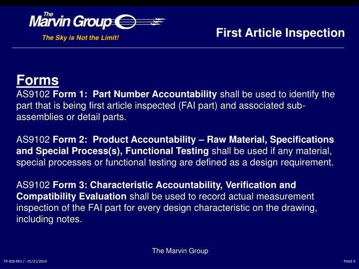 PPT - AS9102 First Article Inspection Report PowerPoint Presentation ...