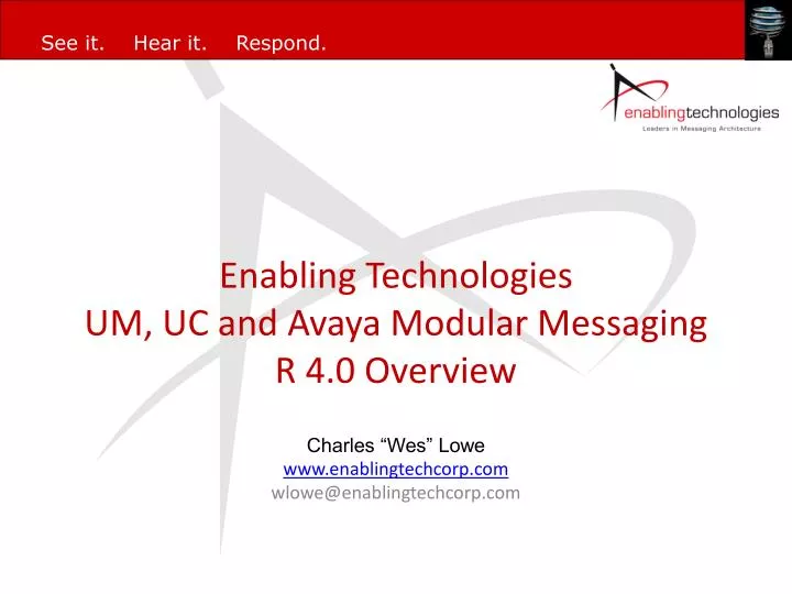 PPT - Enabling Technologies UM, UC and Avaya Modular Messaging R 4.0 Overview PowerPoint ...