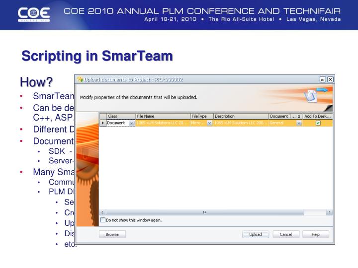 PPT - When SmarTeam Basic Scripts Are Not Enough: VB.NET Scripting for ...