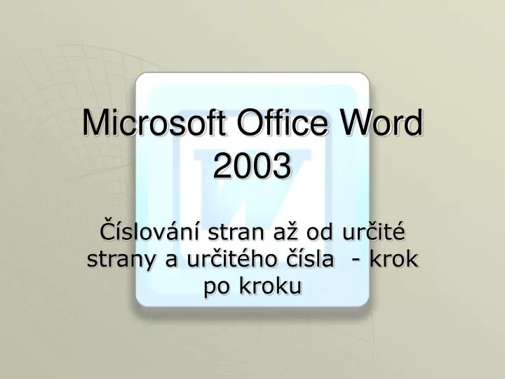 PPT - Microsoft Office Word 2003 PowerPoint Presentation, free download ...