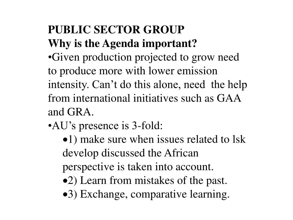 PPT - PUBLIC SECTOR GROUP Why is the Agenda important? PowerPoint ...