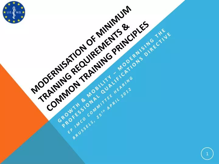 PPT - Modernisation of minimum training requirements & common training ...