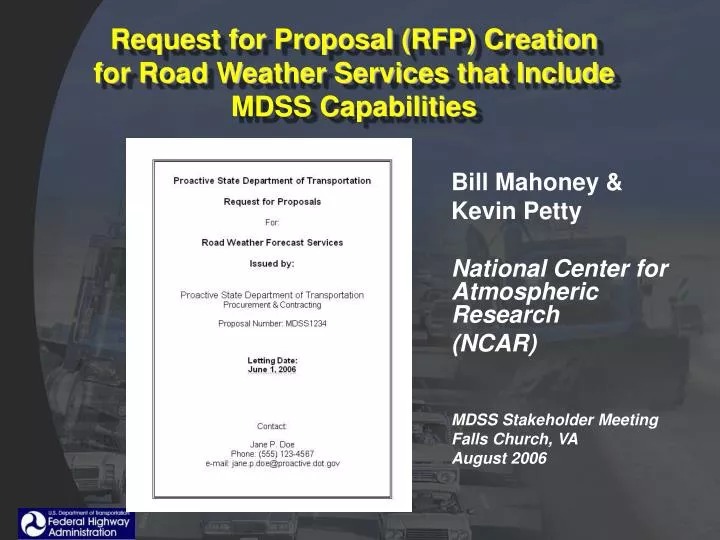 PPT - Request for Proposal (RFP) Creation for Road Weather Services ...