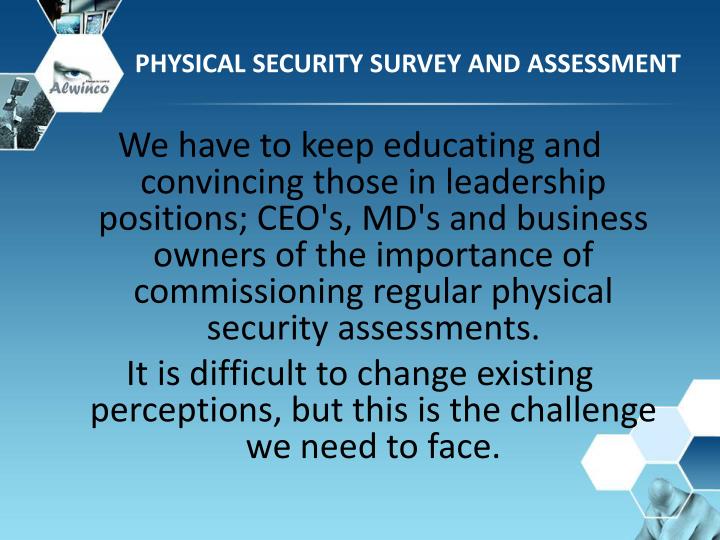 PPT - PHYSICAL SECURITY SURVEY AND ASSESSMENT PowerPoint Presentation ...