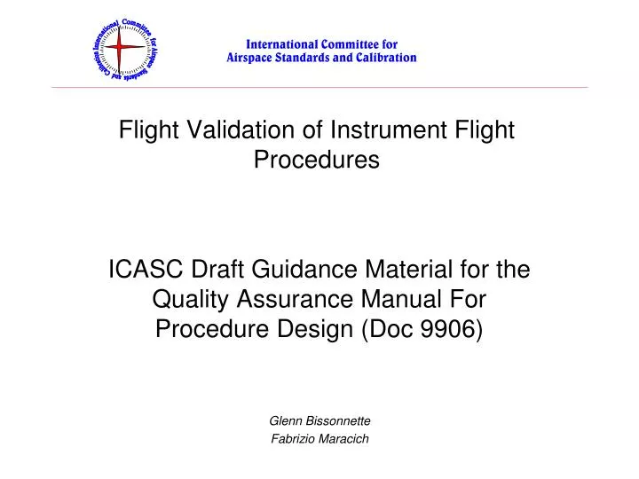 PPT - Flight Validation of Instrument Flight Procedures PowerPoint ...