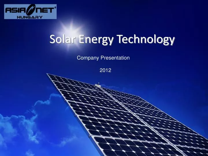 PPT - Solar Energy Technology PowerPoint Presentation, free download ...