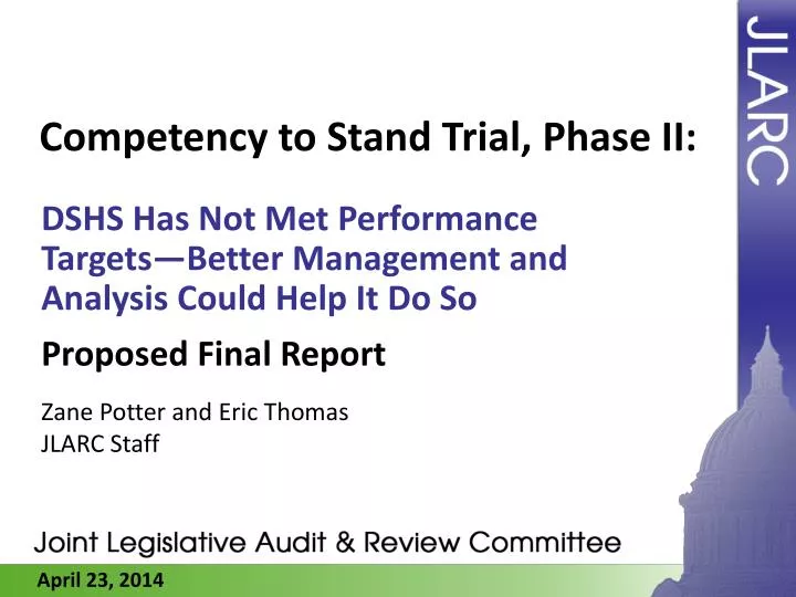 PPT - Competency to Stand Trial, Phase II: PowerPoint Presentation ...