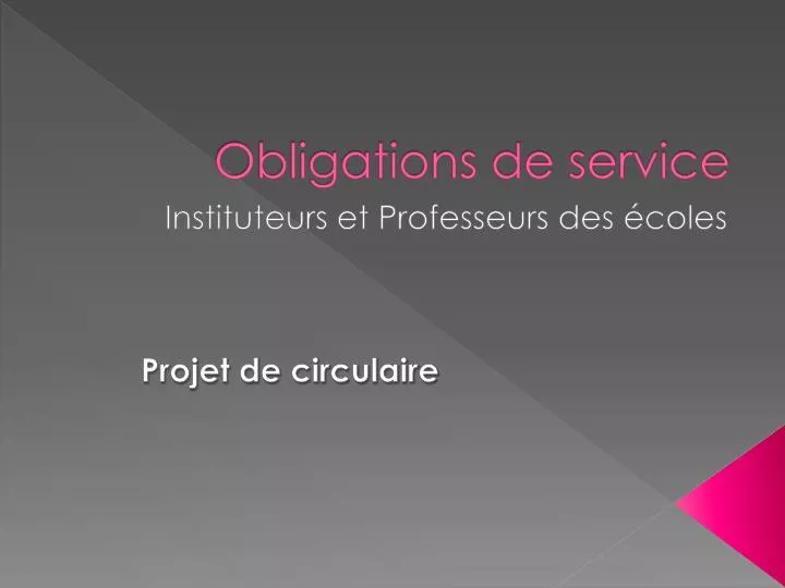 PPT - Obligations de service PowerPoint Presentation, free download ...