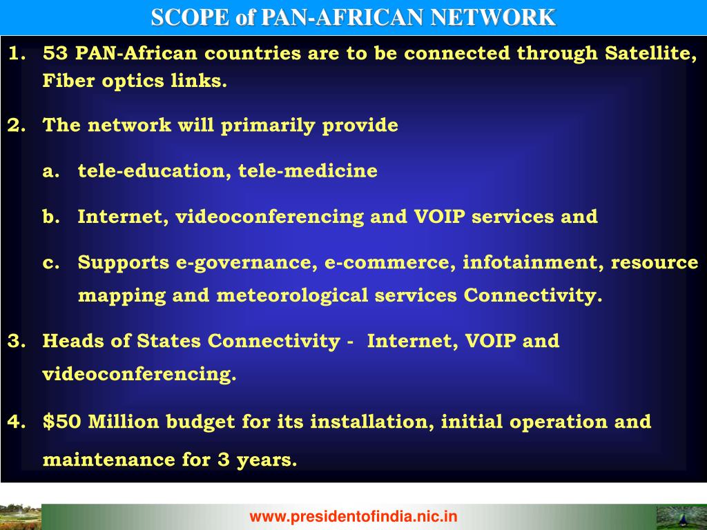 PPT - Pan African e-Network (Satellite, fiber and Wireless) INDIA ...