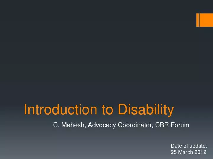 PPT - Introduction to Disability PowerPoint Presentation, free download ...