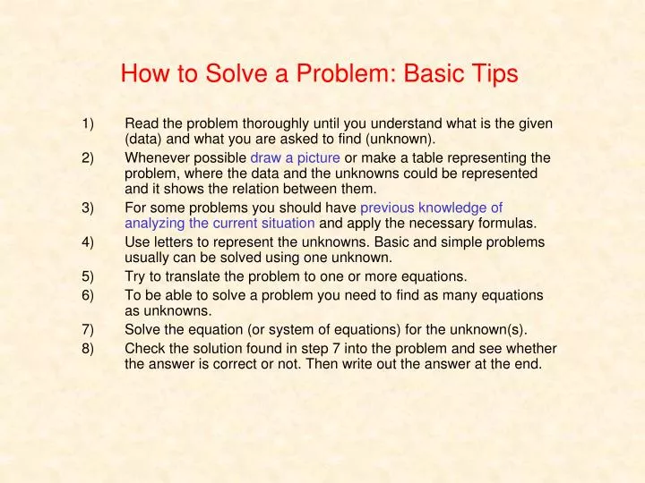 PPT - How to Solve a Problem: Basic Tips PowerPoint Presentation, free ...