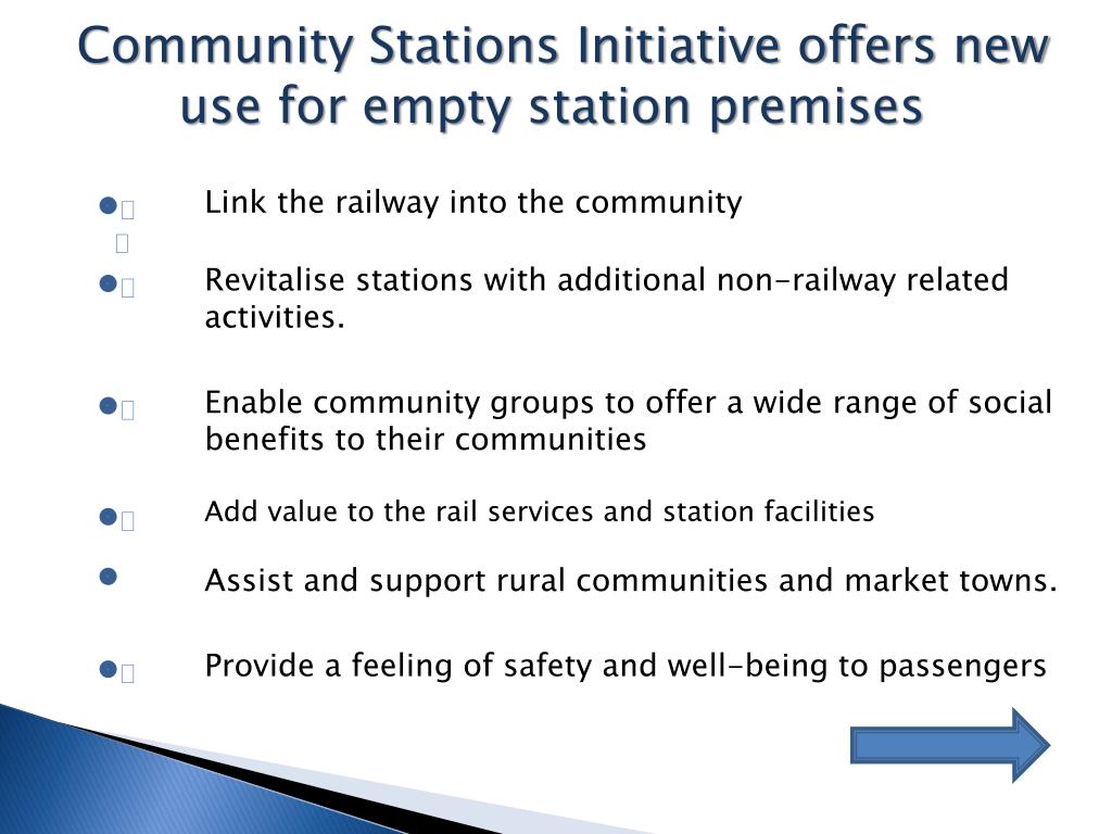 PPT - "Bringing town and train together: The Community Stations ...