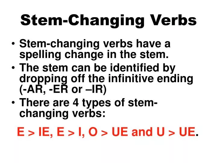 PPT Stem Changing Verbs PowerPoint Presentation Free Download ID