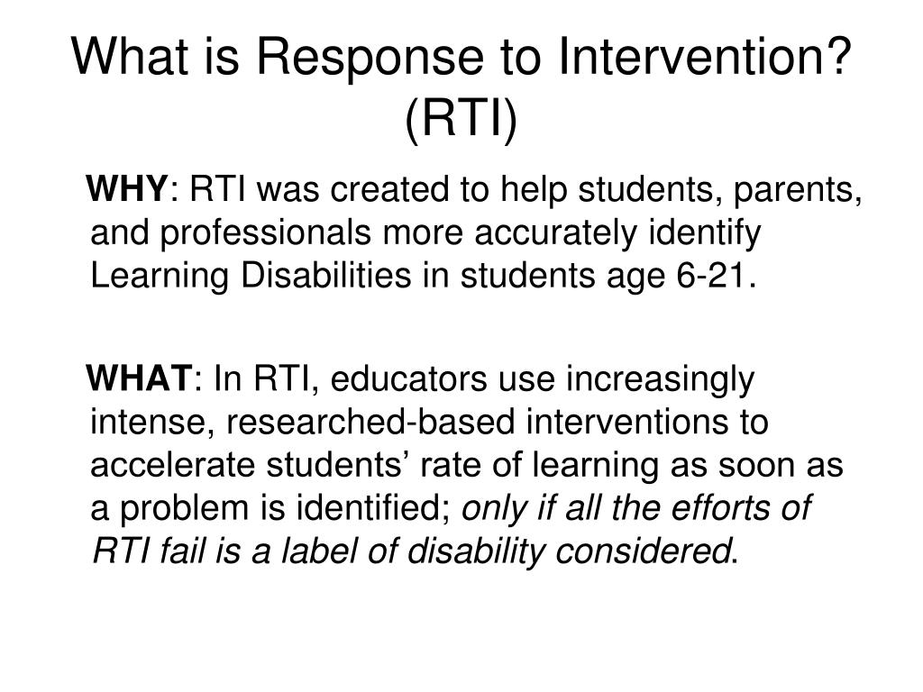 PPT - Response to Intervention (RTI) Identifying LD in High School ... PPT - Response to Intervention (RTI) Identifying LD in High School ...