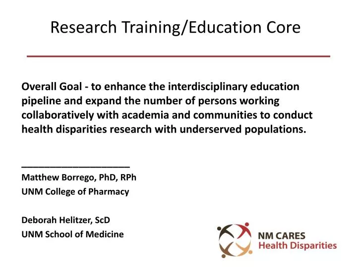 PPT - Research Training/Education Core PowerPoint Presentation, free ...