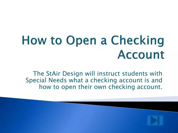 PPT - How to Open a Checking Account PowerPoint Presentation, free ...