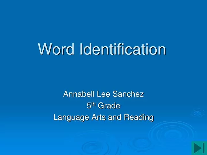 PPT - Word Identification PowerPoint Presentation, free download - ID ...